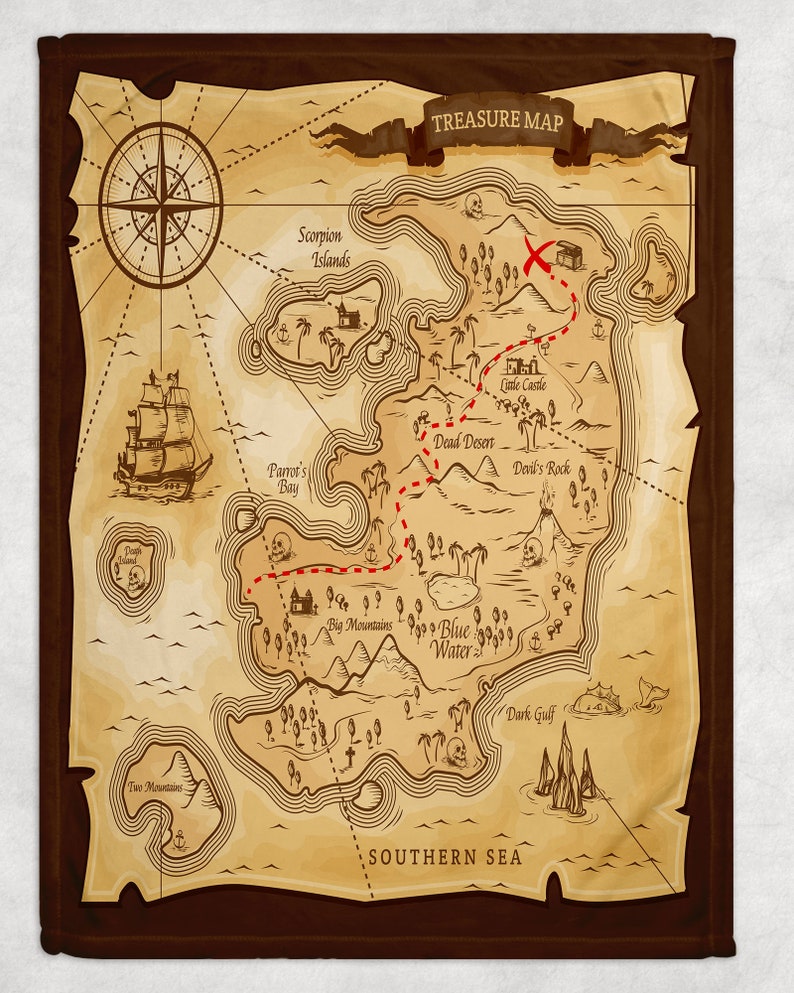 Personalized Pirate Blanket, Custom Treasure Map Blanket, Gifts for ...
