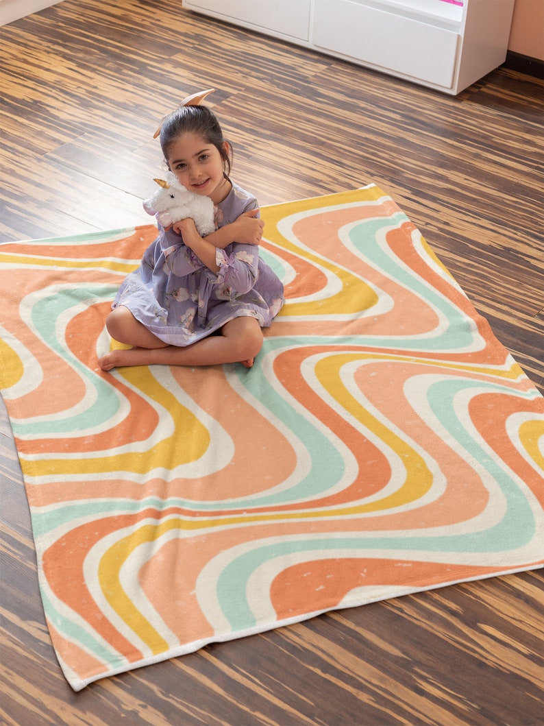 Retro Throw Blanket, Funky Trippy Blanket, Lightweight Hippie Throw ...