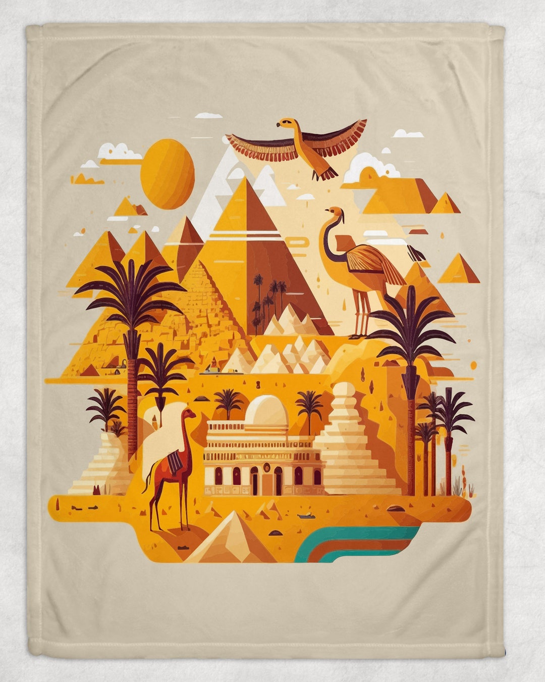 Majestic Pyramids of Giza Egypt Fleece Blanket, Egyptian Landmark ...