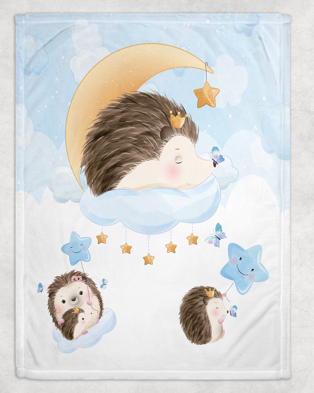 Personalized Hedgehog Starry Night Sky Name Baby Blanket Gift Idea ...