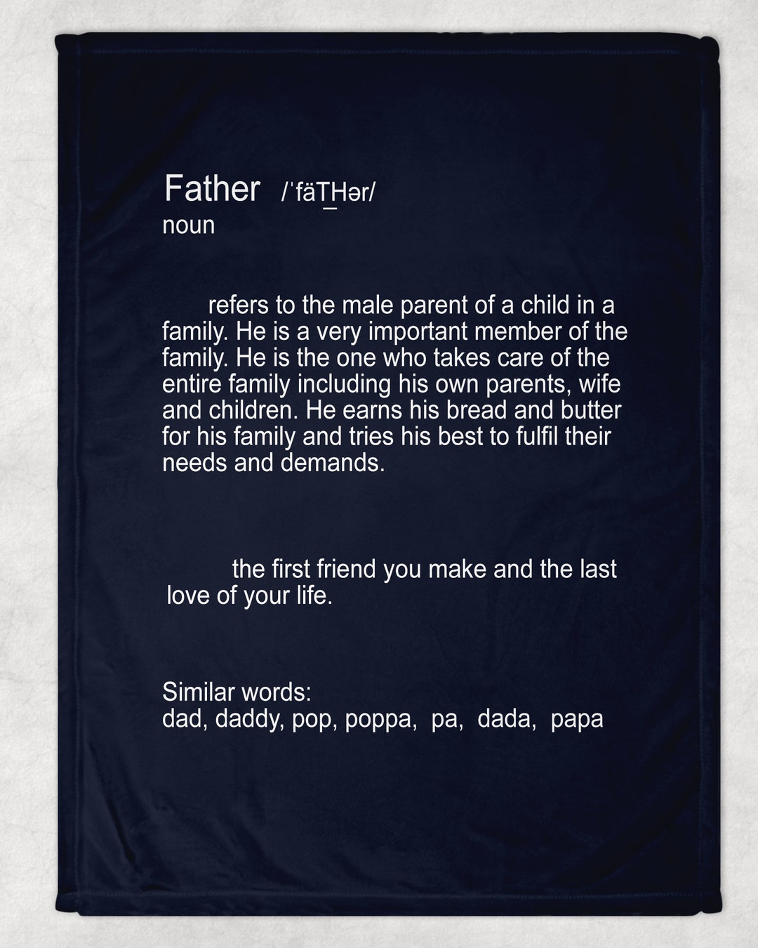 Dad Definition Blanket, Dad Noun Blanket, Fathers Day Definition ...
