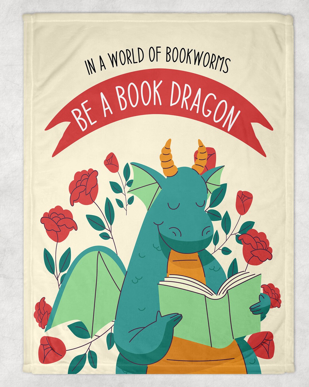 In A World of Bookworms Be A Book Dragon Blanket, Special Blanket, Gift ...