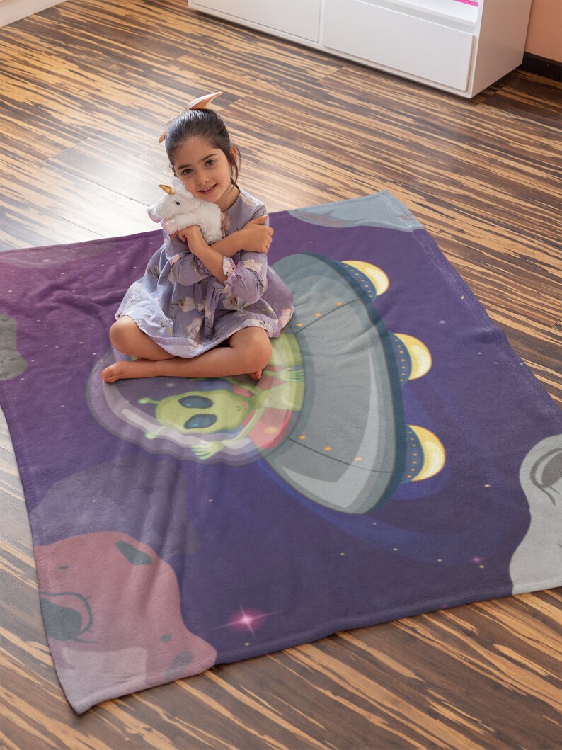 New Custom Couple Personalized Alien Ufo Fleece Blanket for Couples ...