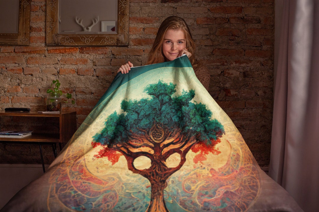 Yggdrasil Tree of Life Throw Blanket Norse Mythology Tree Fleece ...