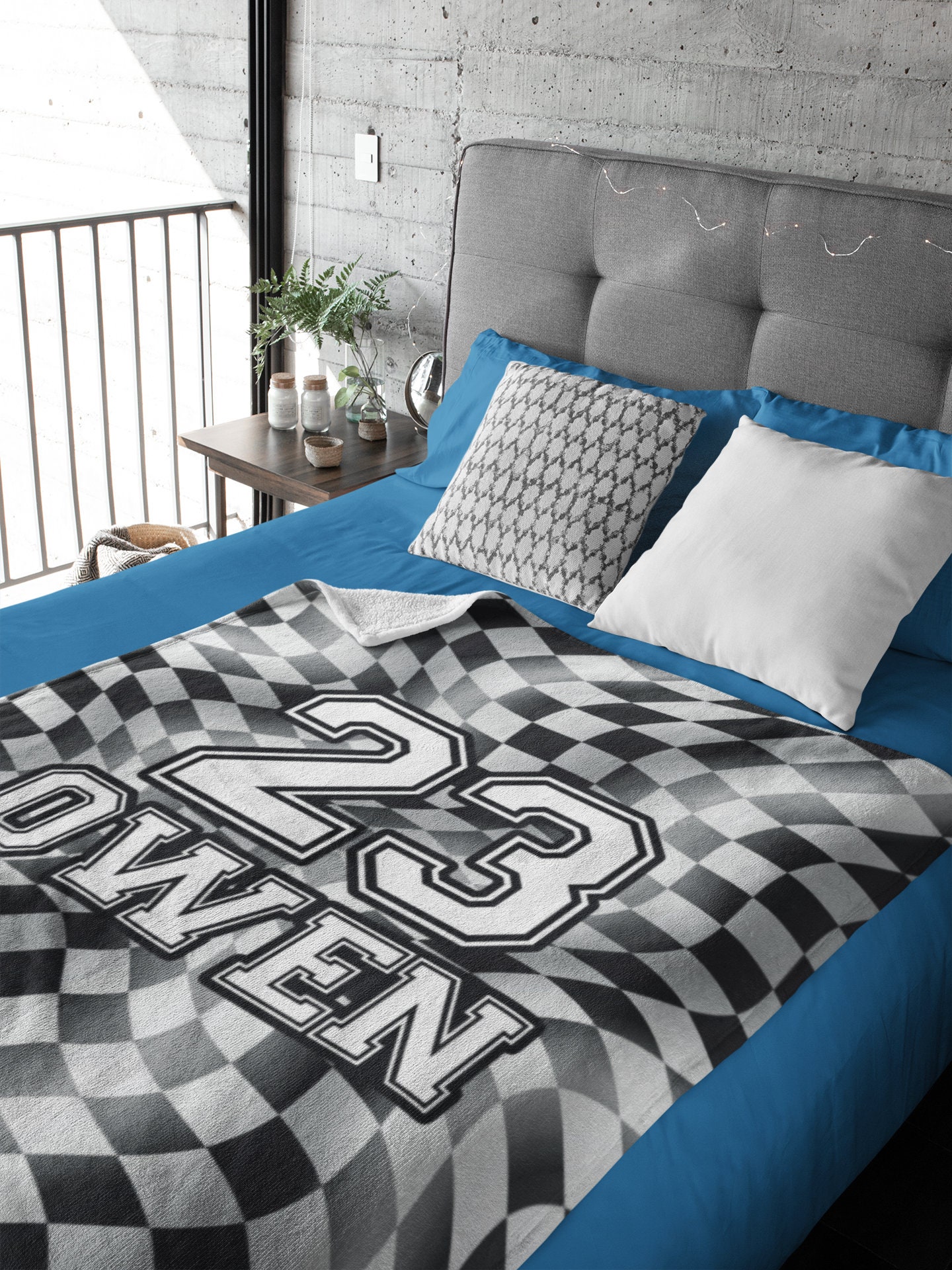 Custom Racing Checkered Flag Blanket, Personalized Sport Blanket ...