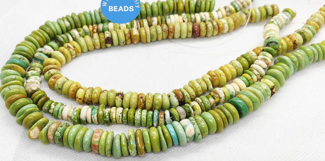 Lemon Yellow Green Turquoise & Spiny Oyster Disc Freeform 6-16mm 15.5 ...