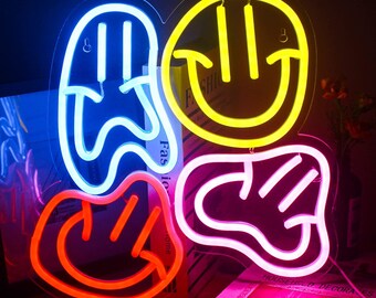 Distorted Smiley Face Neon Sign - Etsy