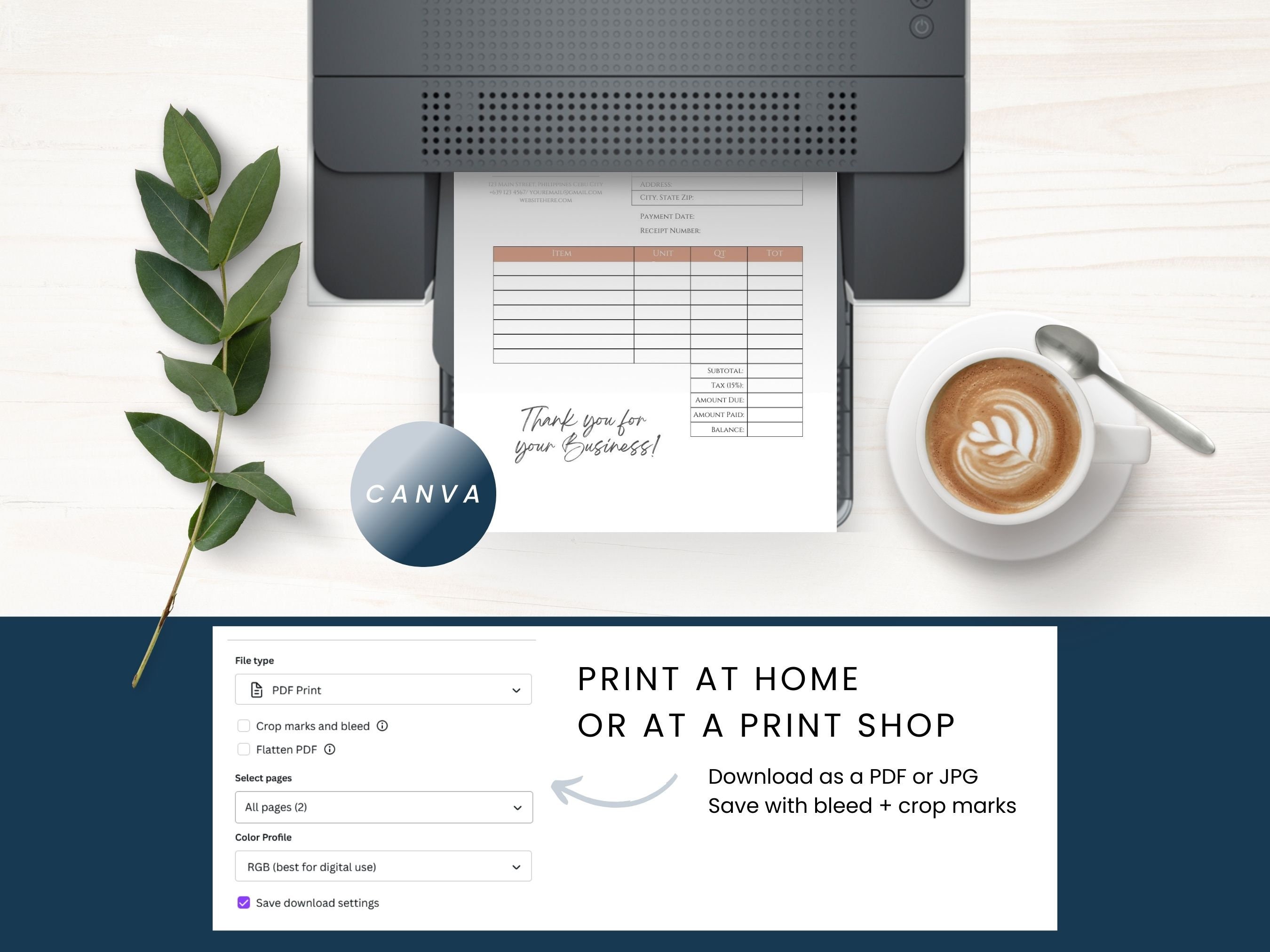 Editable Customer Receipt Template, Business Receipt, Invoice Printable ...