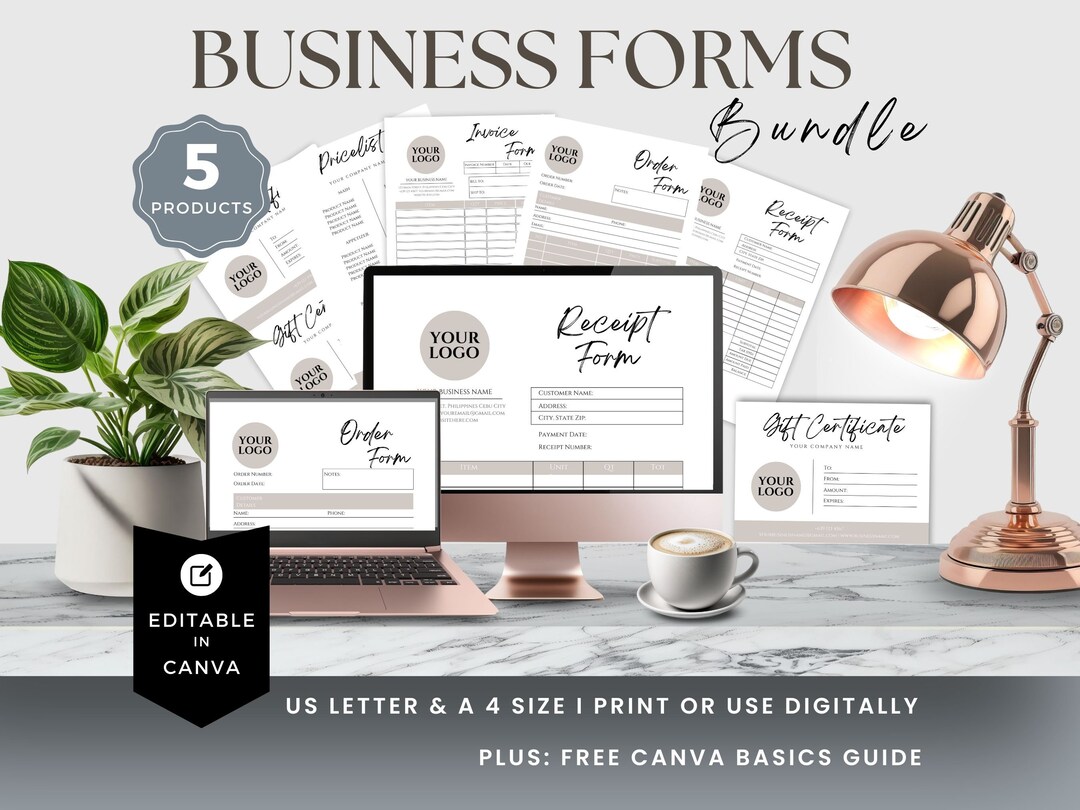 Business Forms Bundle, Business Template, Editable Order Form, Receipt ...