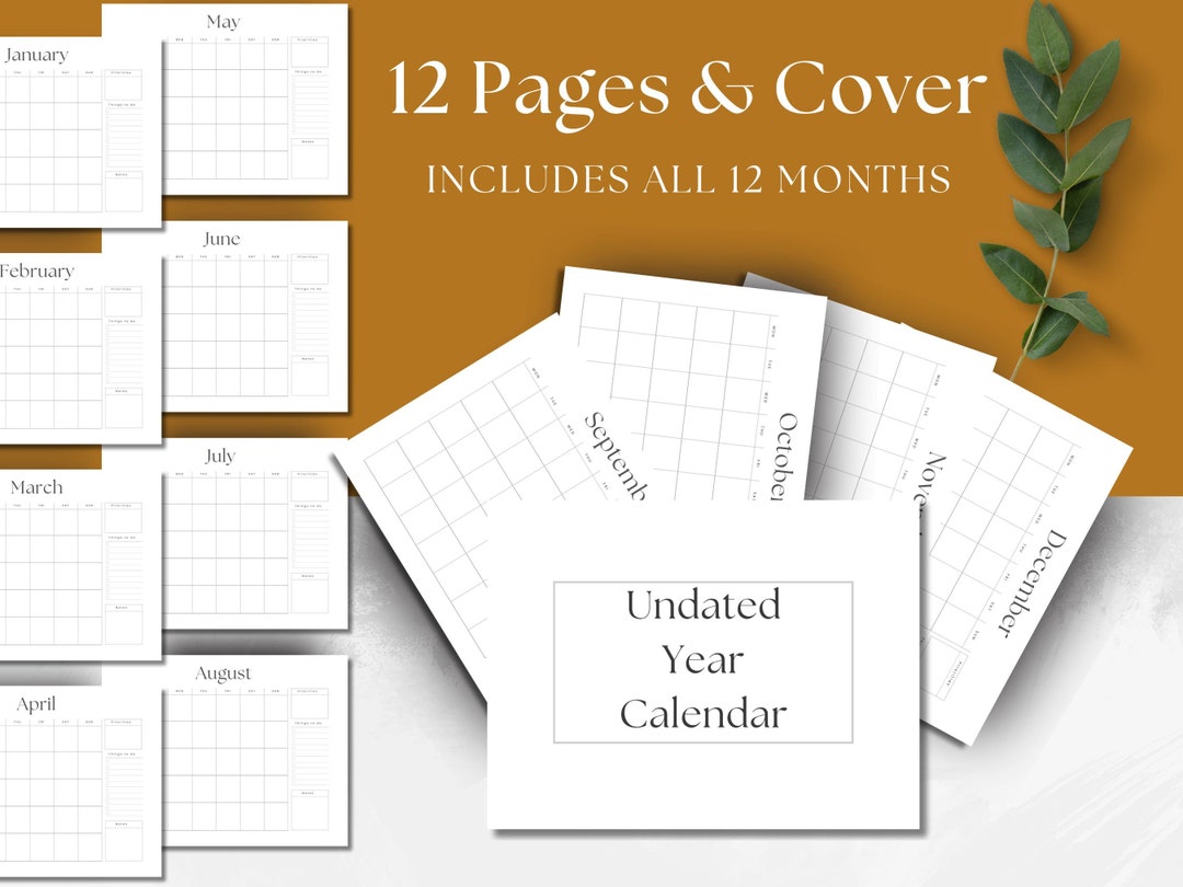 Perpetual Calendar, Printable Monthly Planner, Birthday Calendar ...