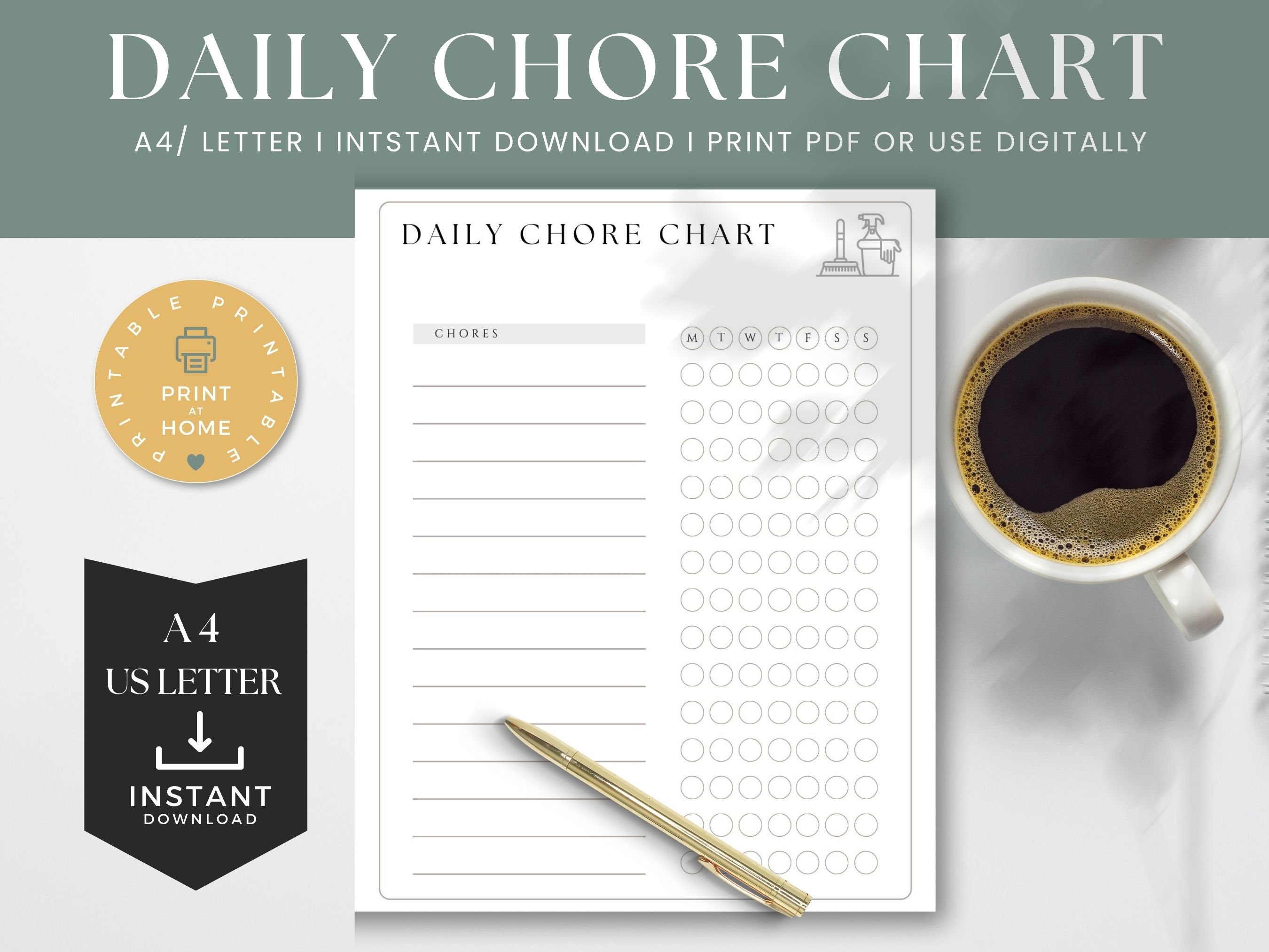 Daily Chore Chart Printable Checklist to Do List House - Etsy