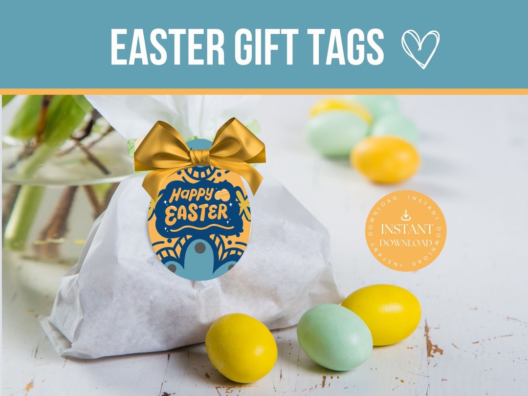 Happy Easter Gift Tags, Instant Download, Printable Easter Basket Tags ...