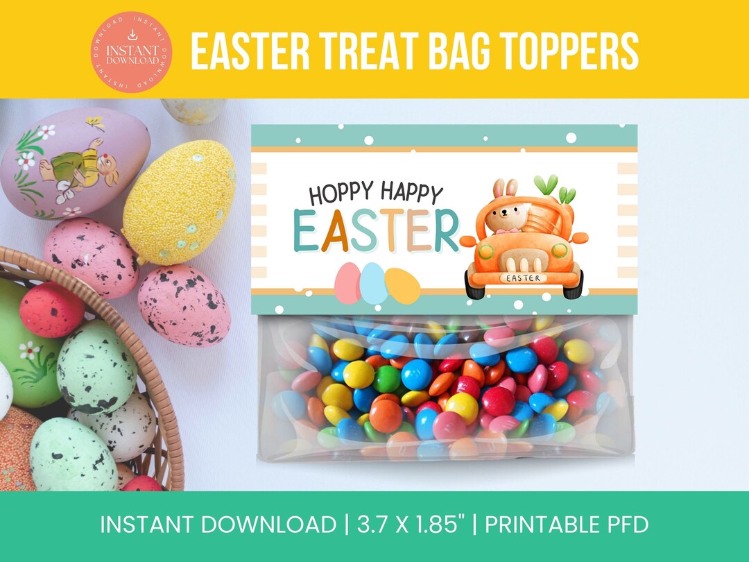 Easter Bunny Treat Bag Topper, Instant Download Printable, Easter ...