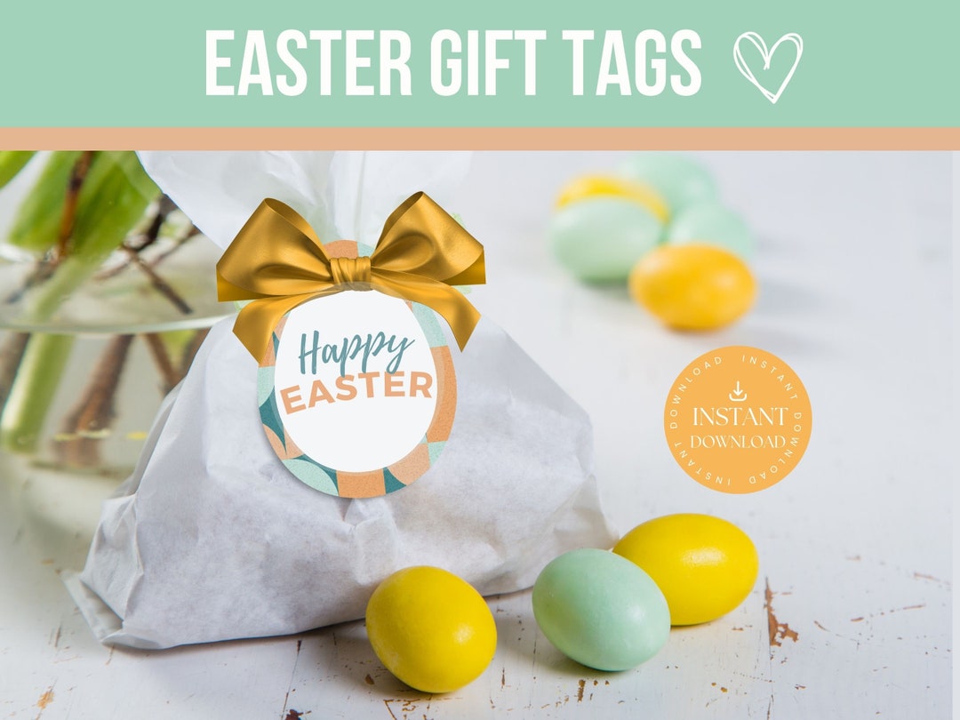 Happy Easter Gift Tags, Instant Download, Printable Easter Basket Tags ...