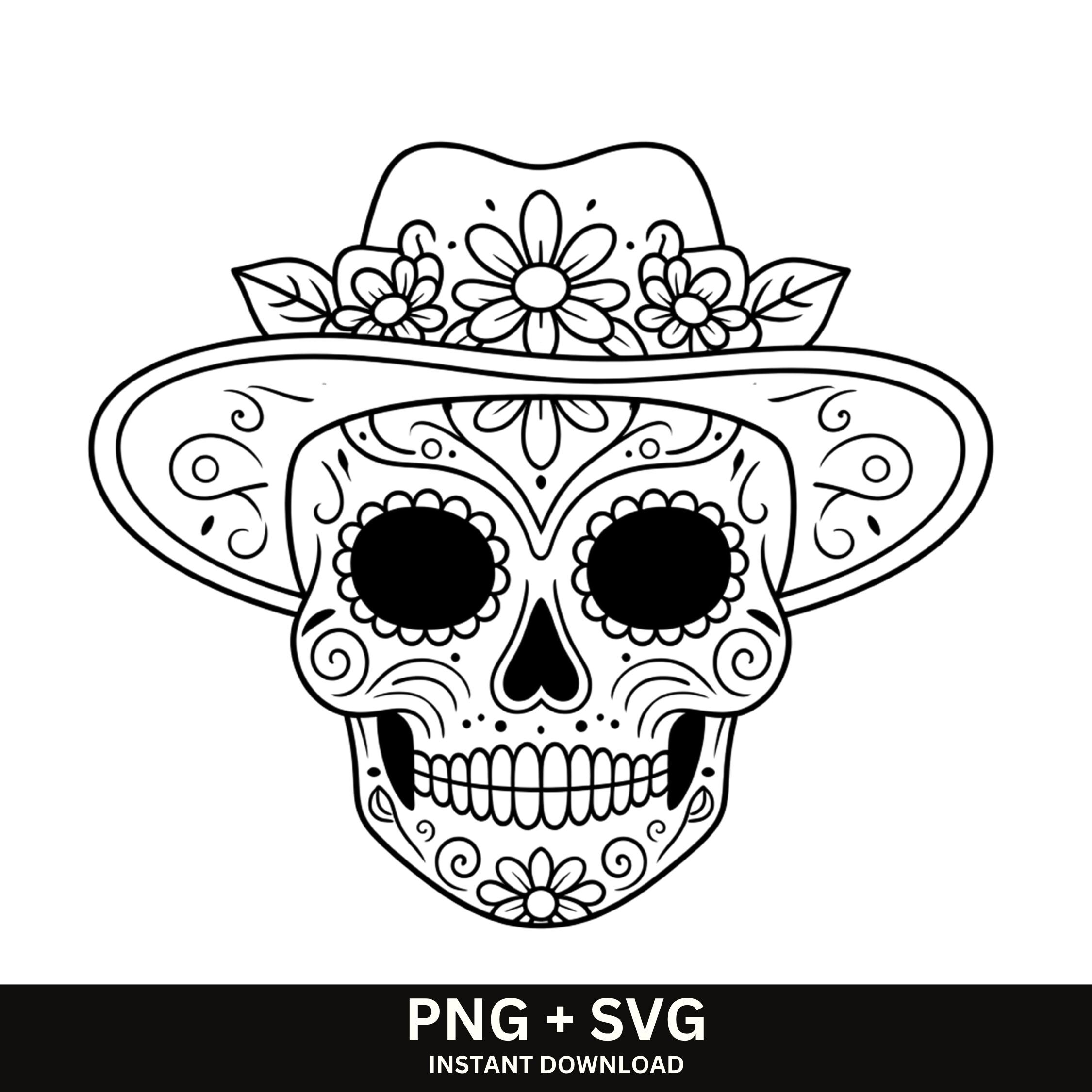Catrina Skull Silhouette Svg Png: Minimalist Design for Cutting ...