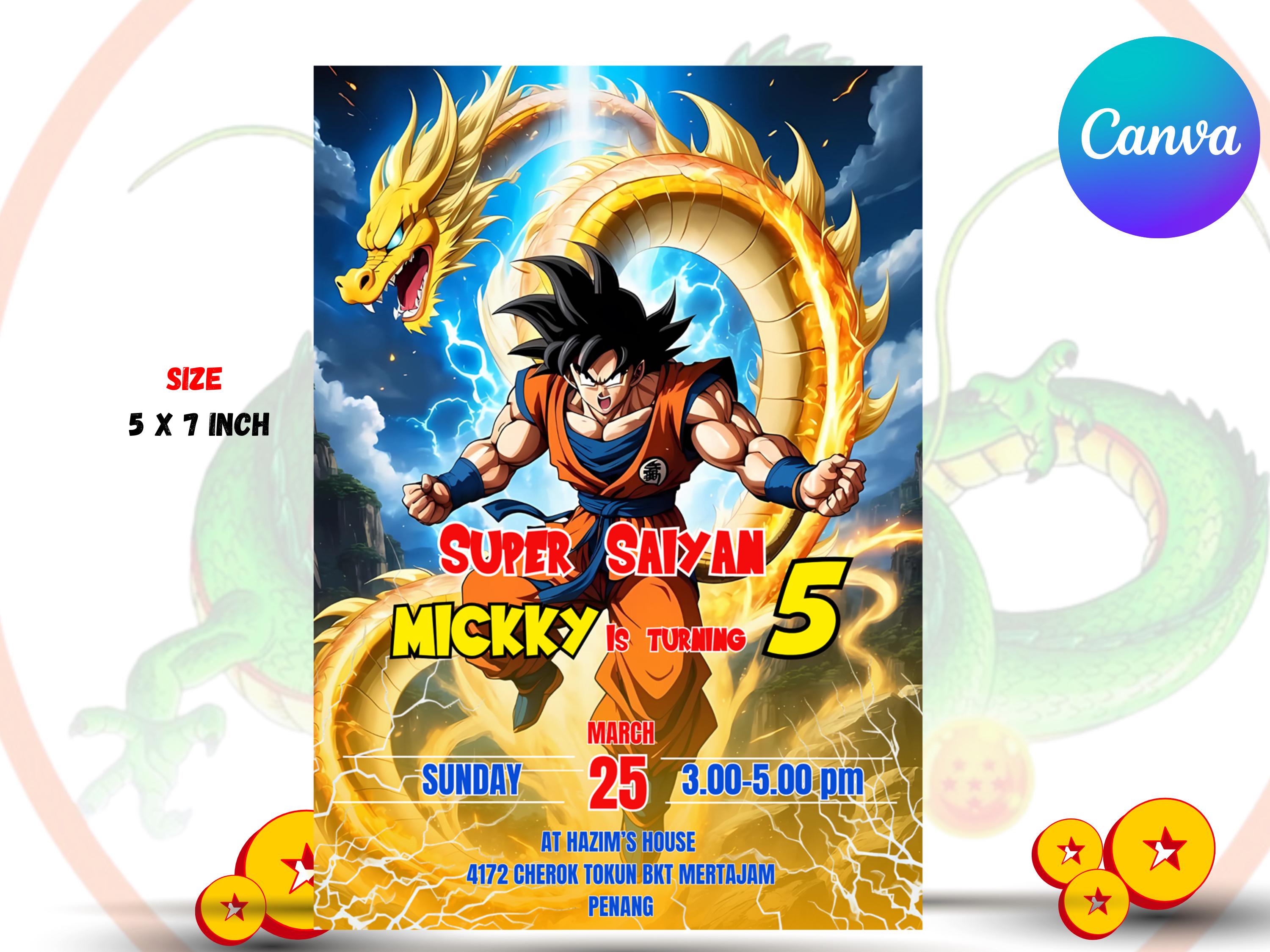 DBZ Goku Birthday Invitation Template | Digital Kids Party Template ...