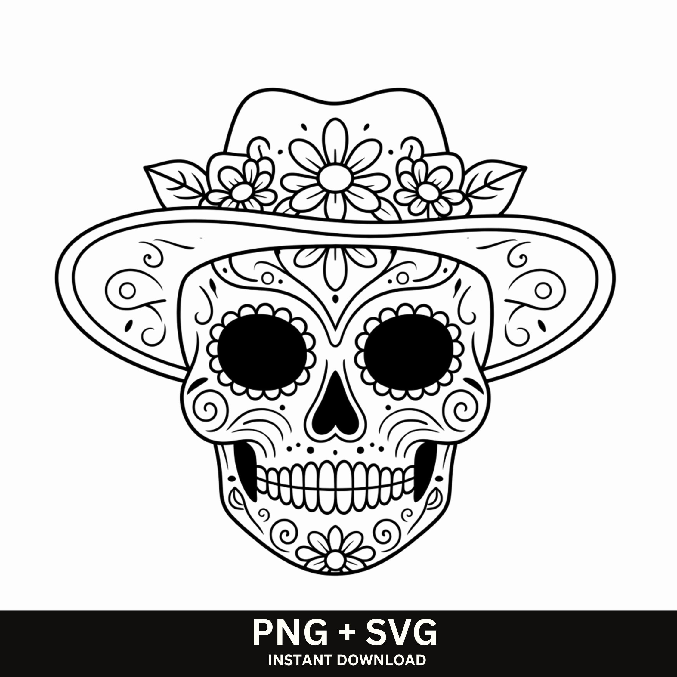 Catrina Skull Silhouette Svg Png: Minimalist Design for Cutting ...