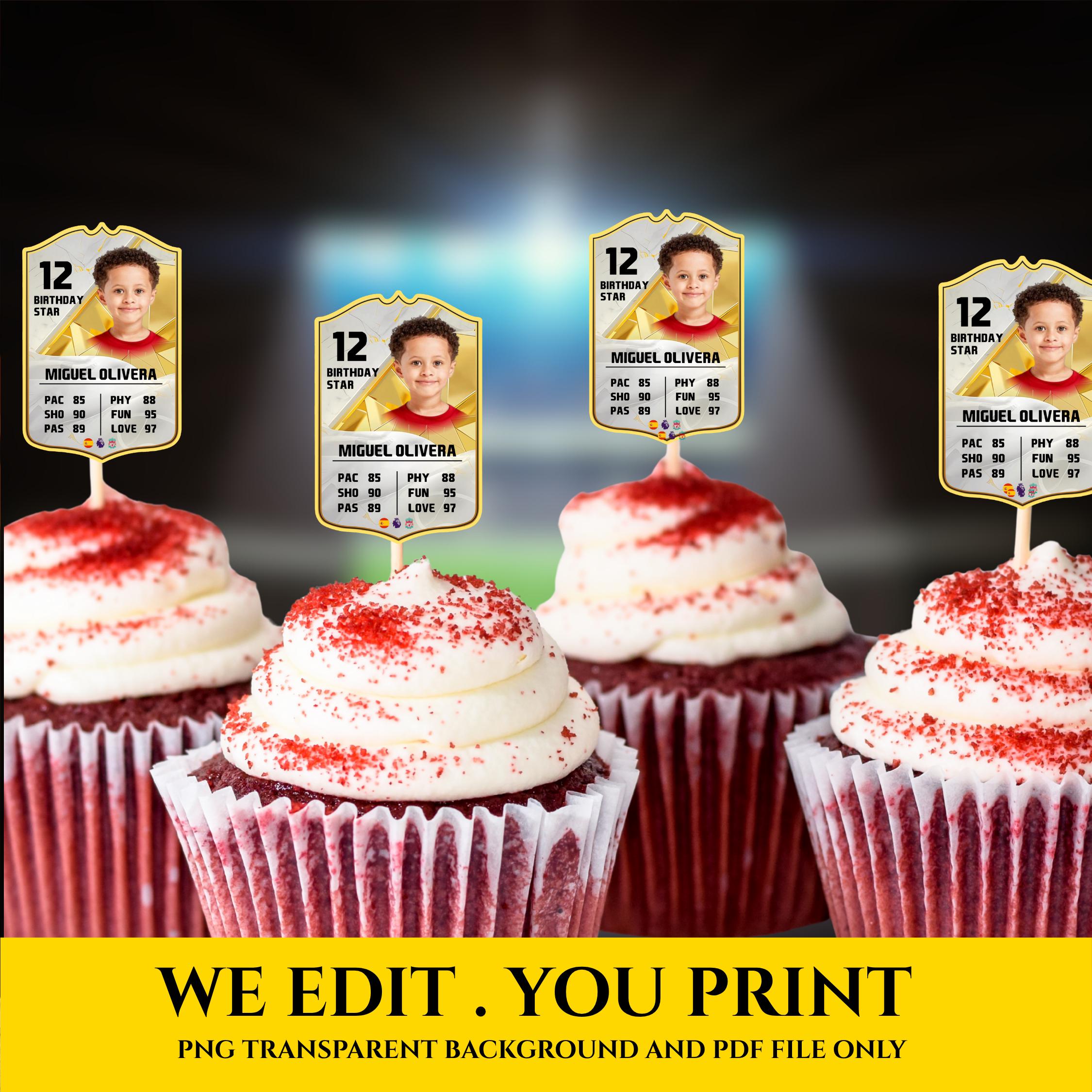 3 Size Custom Football Cake Topper Card , Football Birthday Party ...