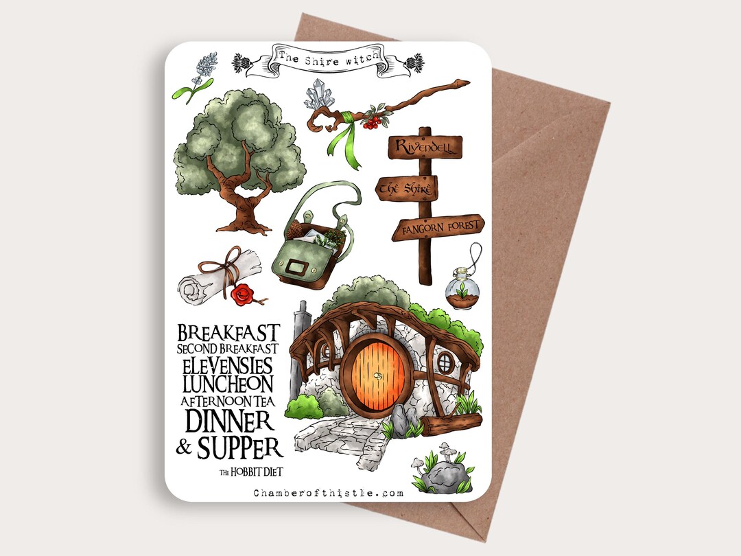 Sticker Sheet Hobbit | Shire Stickers | Fantasy Stickers, Nature ...