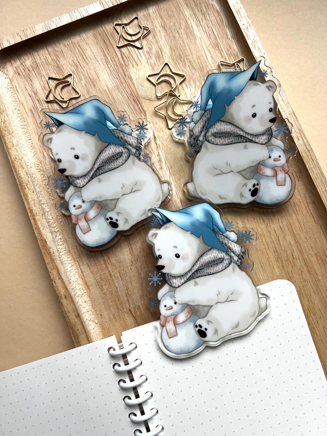 Cure Polar Bear Binder Clip, Winter Binder Clip, Gift for Her, Binder ...