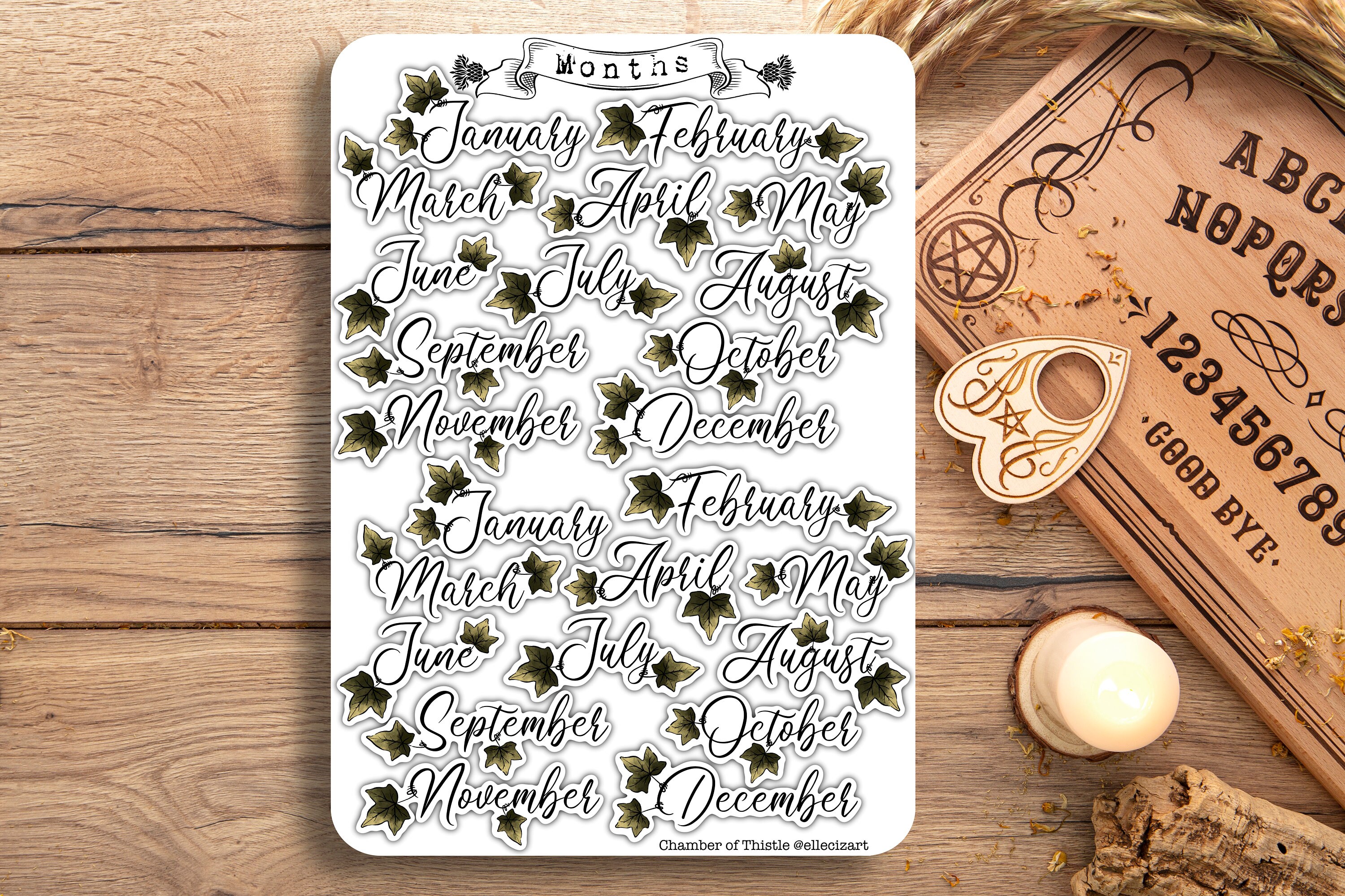 Months of the Year Sticker Sheet, Month Stickers, Bullet Journal ...