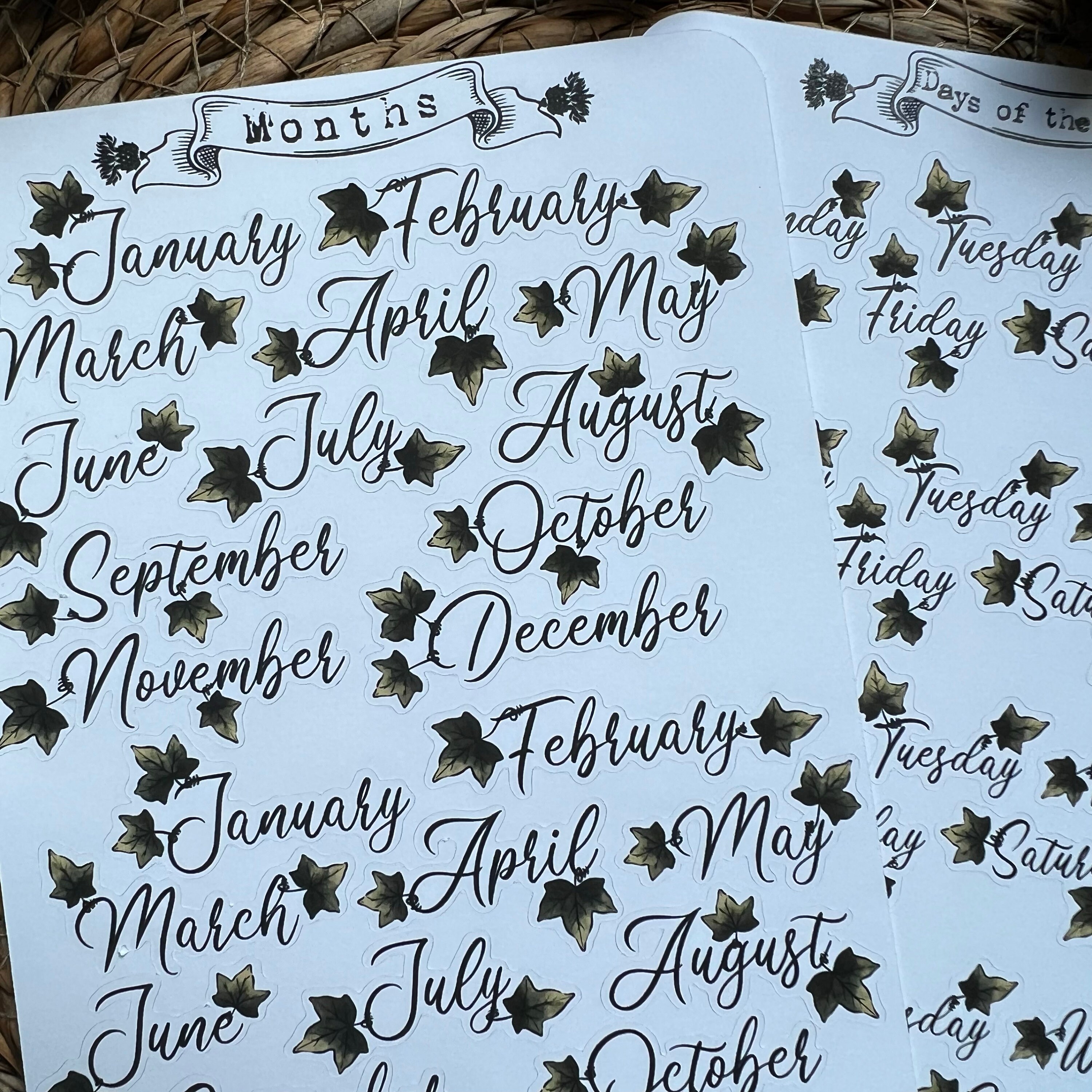 Months of the Year Sticker Sheet Month Stickers Bullet - Etsy