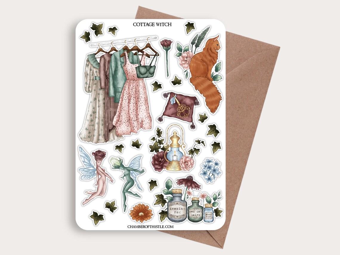 Sticker Sheet Cottagecore | Cottage Stickers | Cozy Stickers, Witch ...