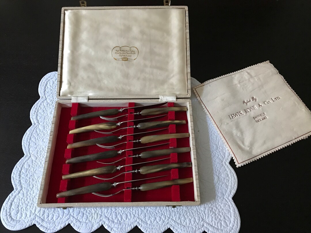 Vintage Genuine Buffalo Horn Forks/knives Cutlery Set - Etsy