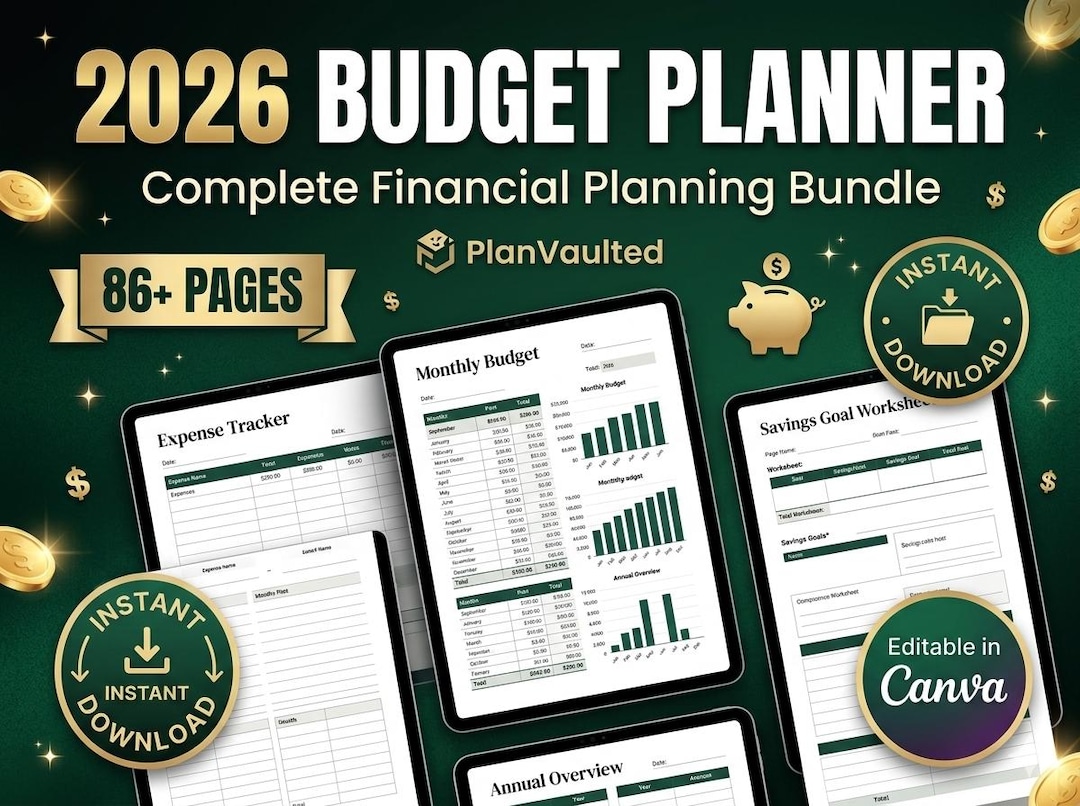 2026 Budget Planner Printable PDF, Monthly Budget Tracker, Debt Payoff ...