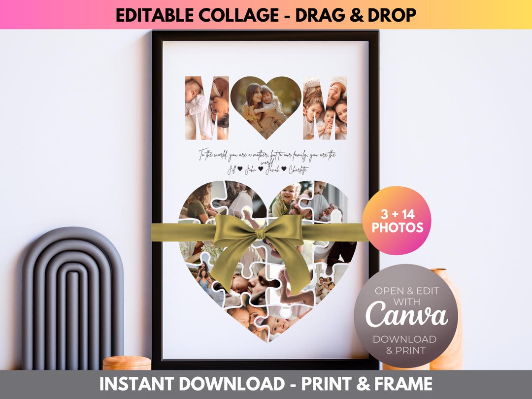 MOM EDITABLE Photo Collage, Mothers Day Gift Collage, Mommy Photo ...