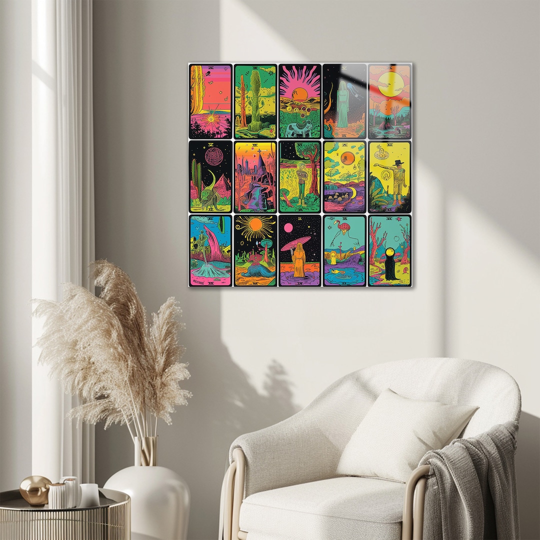 Tarot Cards Tempered Glass Panel Mystical Wall Art Decor, Modern Glass ...