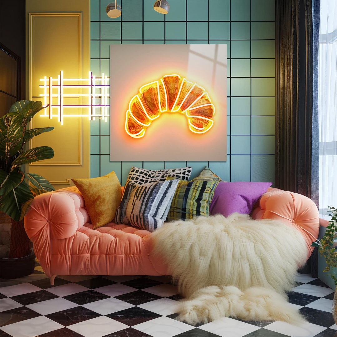 Croissant Tempered Glass Wall Art Croissant Glass Print Dessert Wall ...