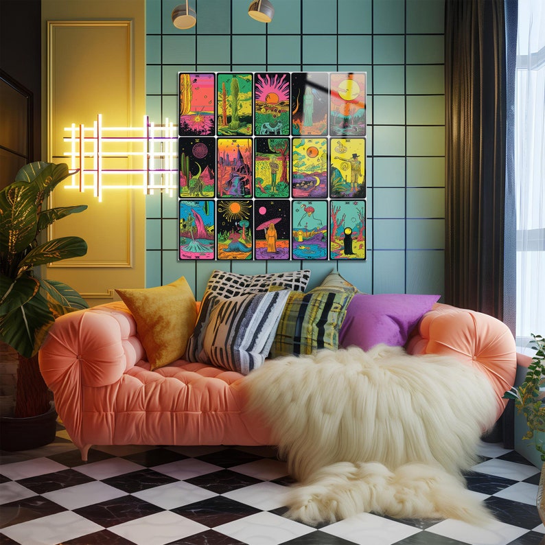 Tarot Cards Tempered Glass Panel Mystical Wall Art Decor, Modern Glass ...