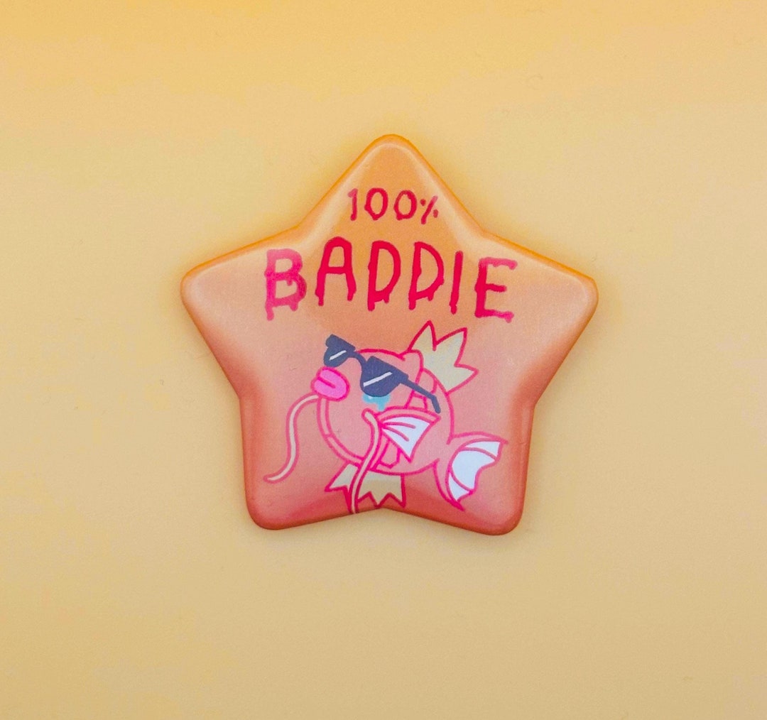 100% Baddie Holographic Pin Button Badge - Fish - Cute - Kawaii ...