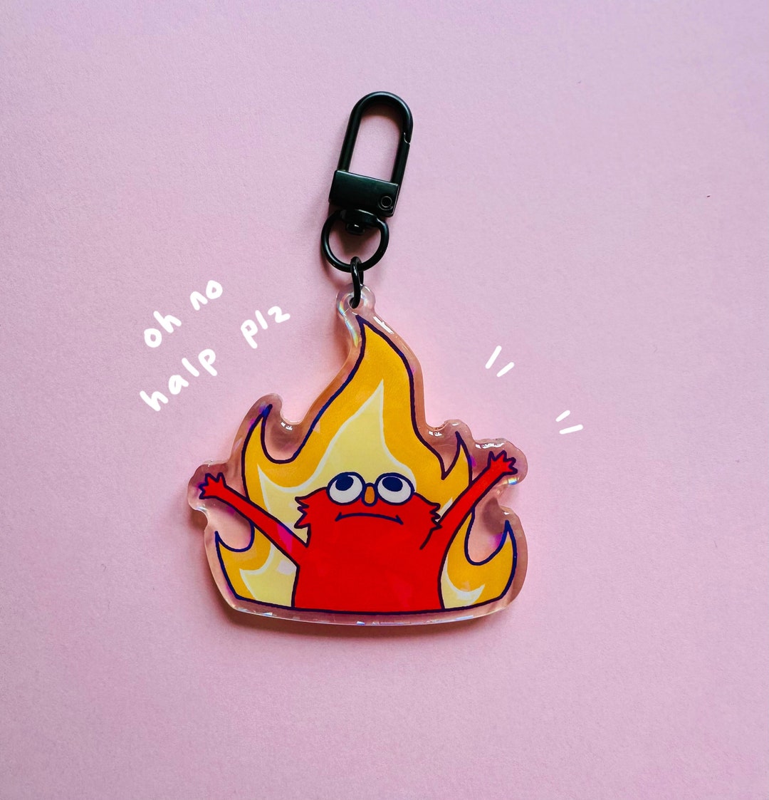 Hellmo Elmo Holographic Keychain Cute Kawaii Meme - Etsy