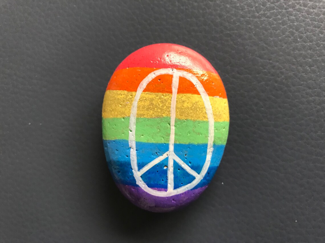 Set of 4 Hand Painted Pebbles With Pride Rainbows - Etsy UK