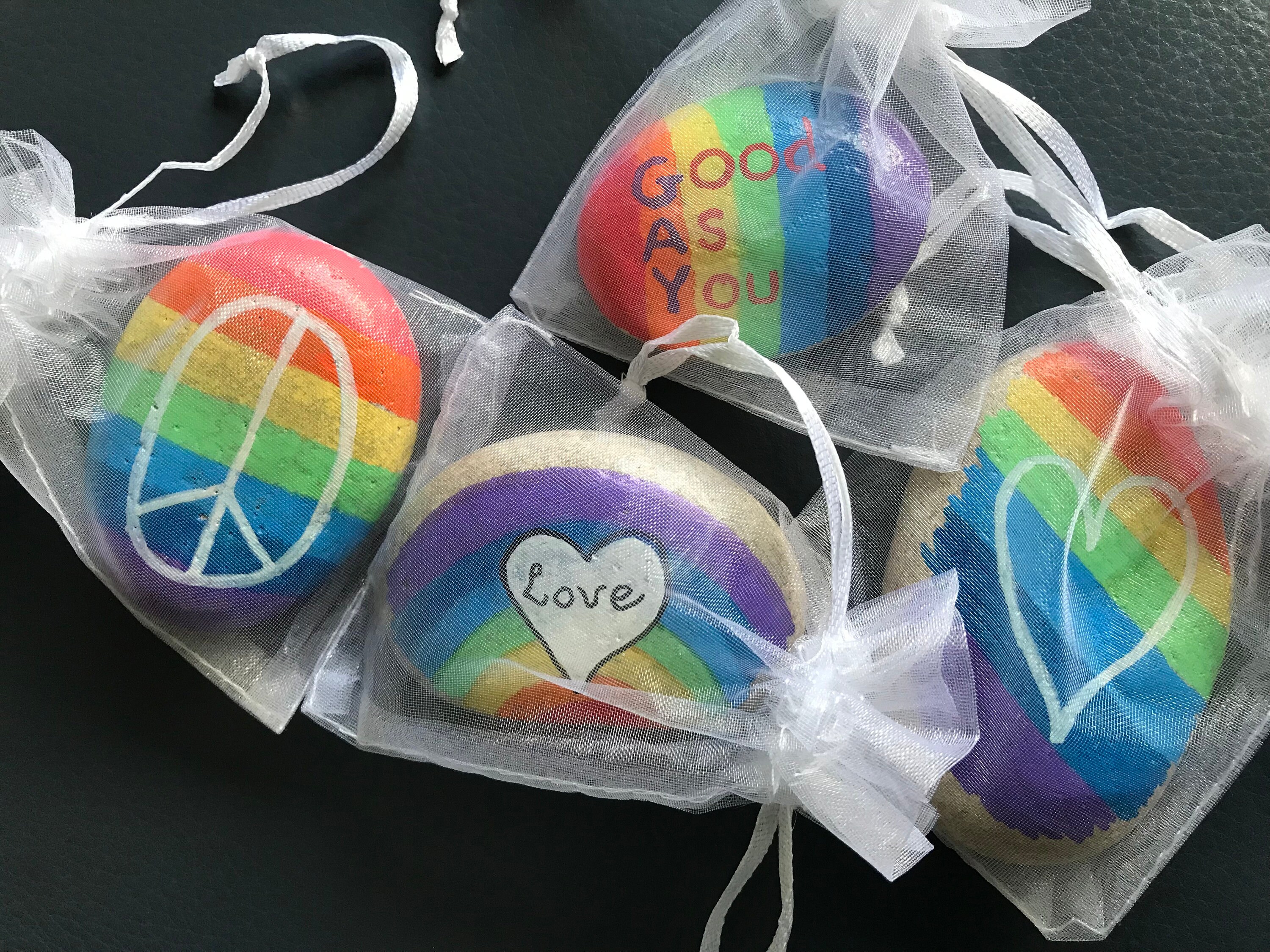 Set of 4 Hand Painted Pebbles With Pride Rainbows - Etsy UK