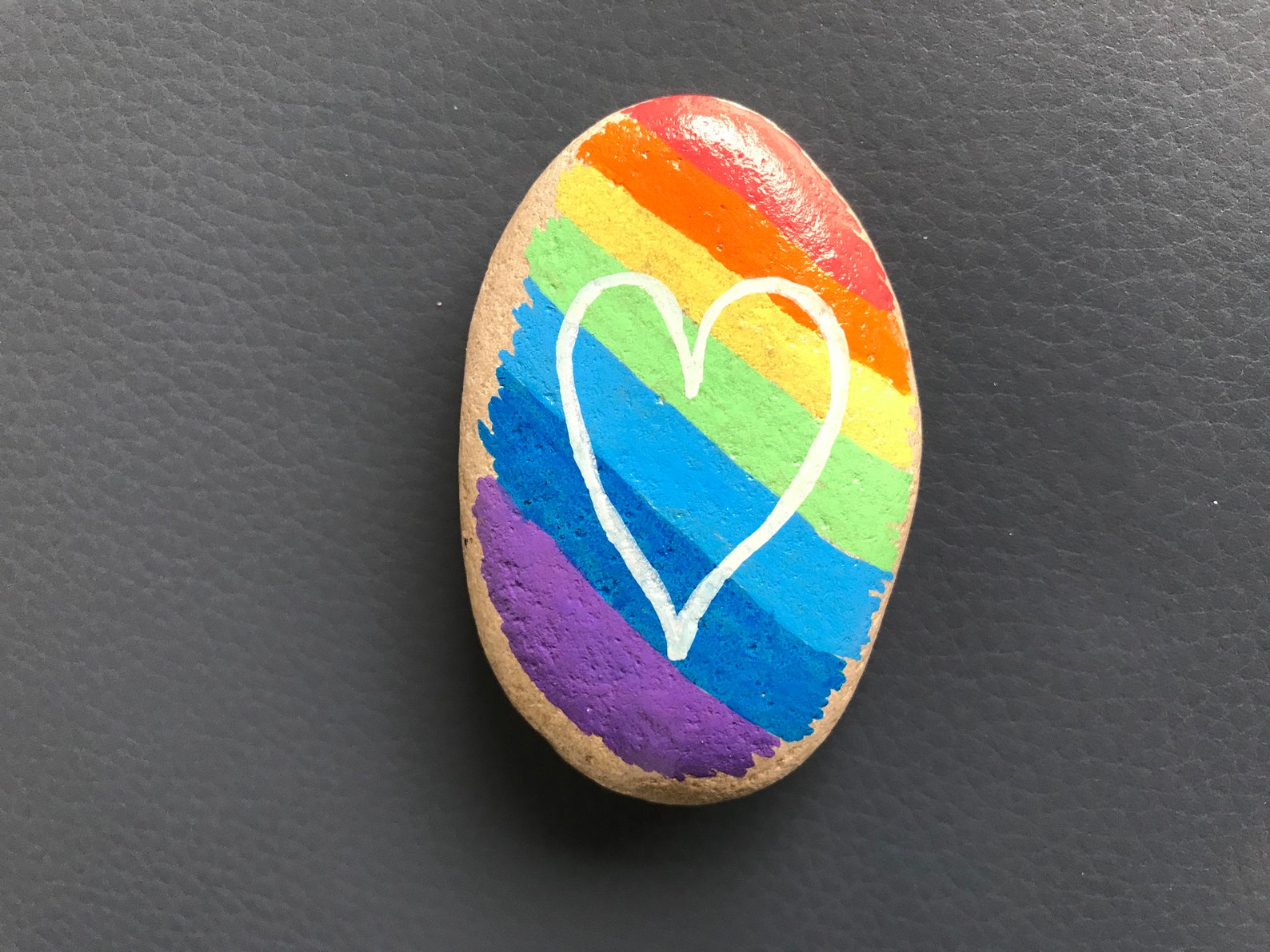 Set of 4 Hand Painted Pebbles With Pride Rainbows - Etsy UK