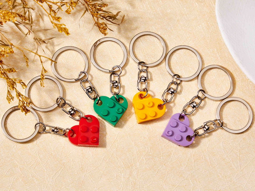 Heart Keychain Set-couple Gift Set-lego Heart Keychain-valentine 2 ...