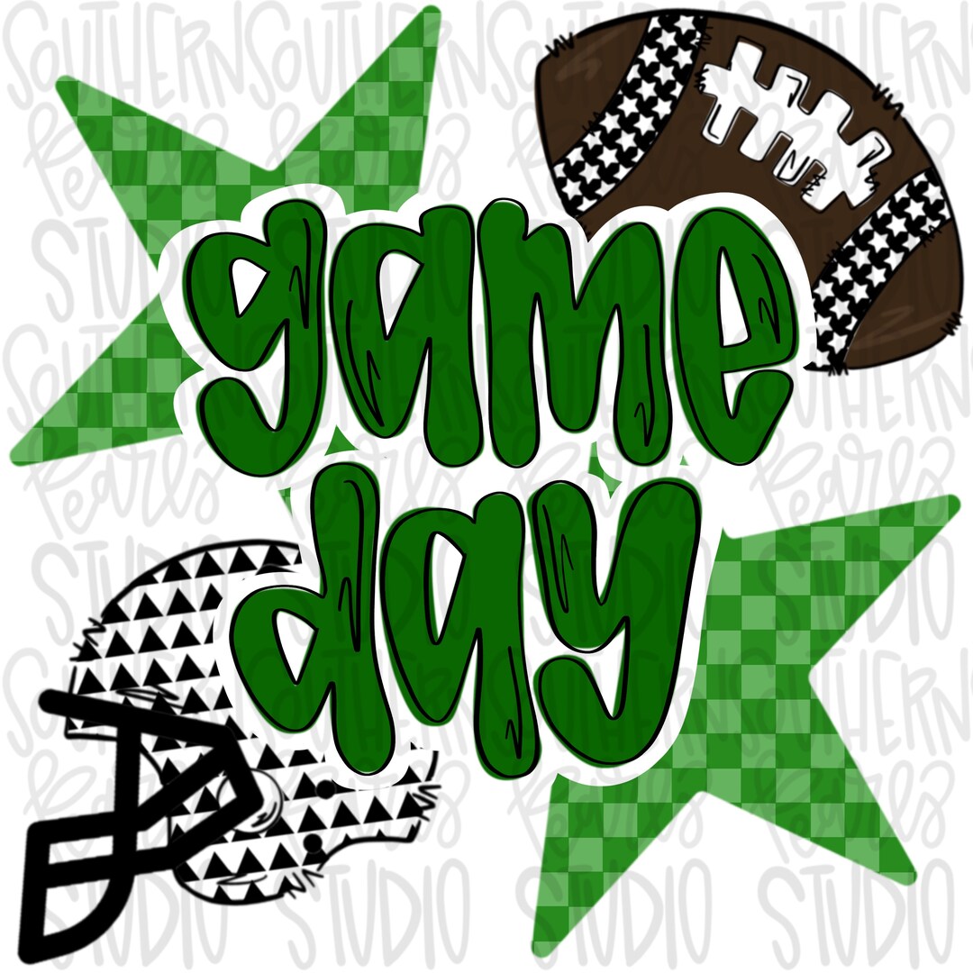 Game Day Football and Helmet | Green | Go Team | PNG | Sublimation ...