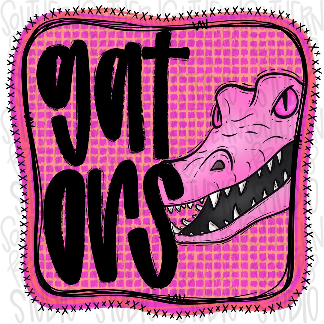Gators | Neon Pink Mascot in Frame | Front and Back Designs ...