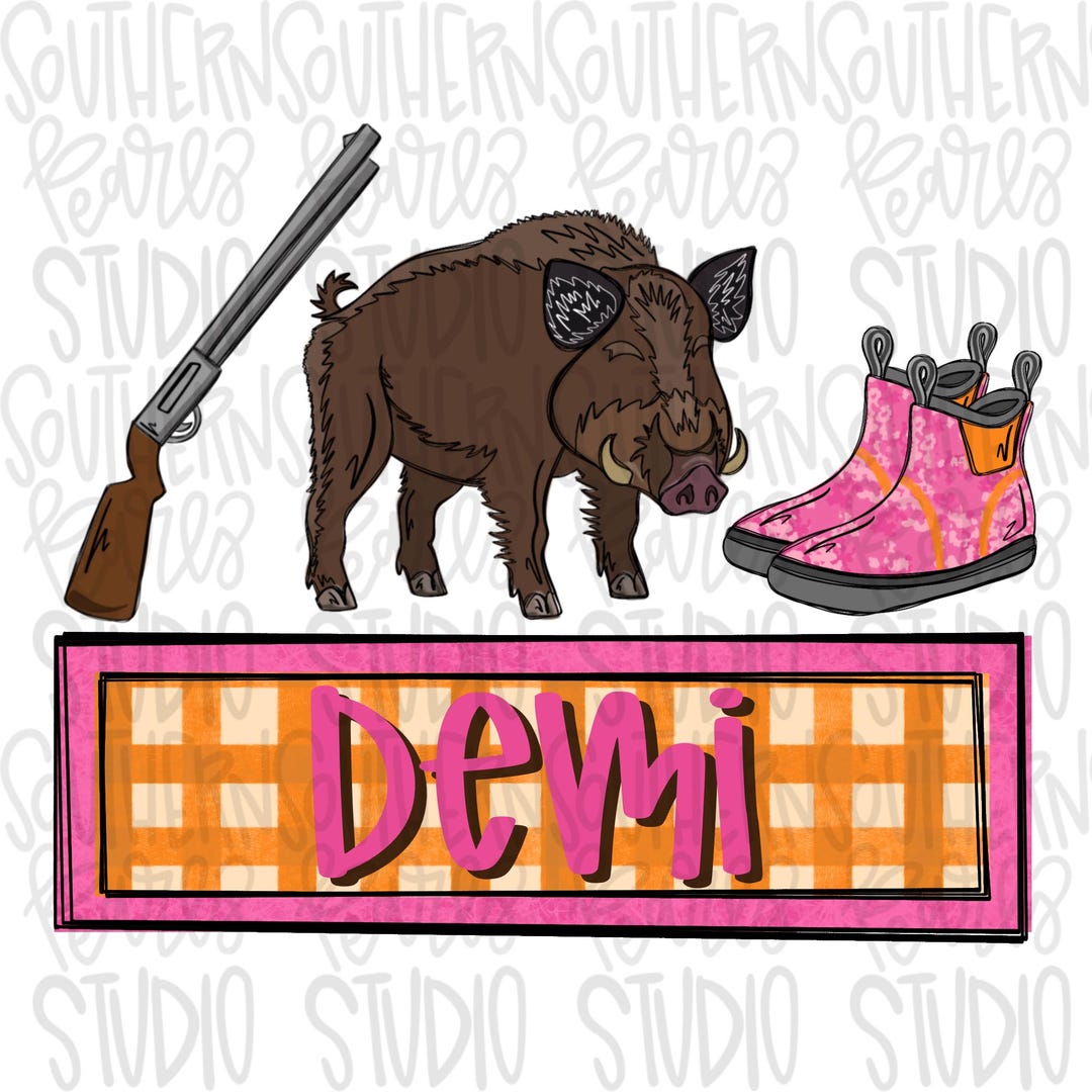 Hog Hunting Name Plate Girly | Sublimation Design | Digital Download ...