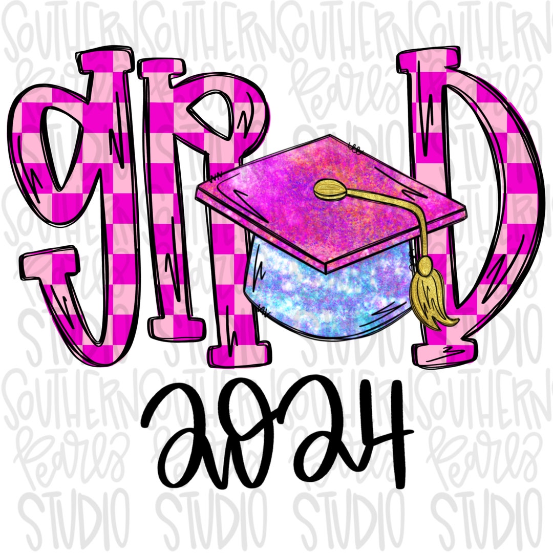 GRAD Pink Letters Colorful Graduation Cap 2024 | Senior Preschool ...