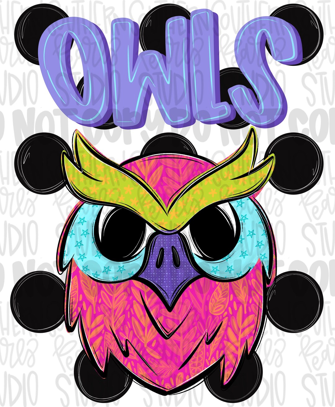 Owls Polka Dot Mascot Png | Trendy Png Viral Png Colorful Png ...