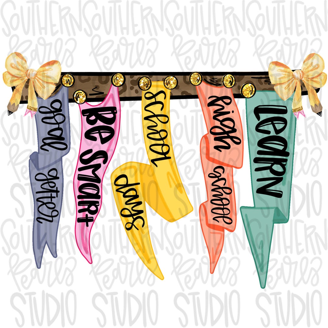 Pennant Banner | High School | Pencil Bow | 2 Designs Front and Back ...
