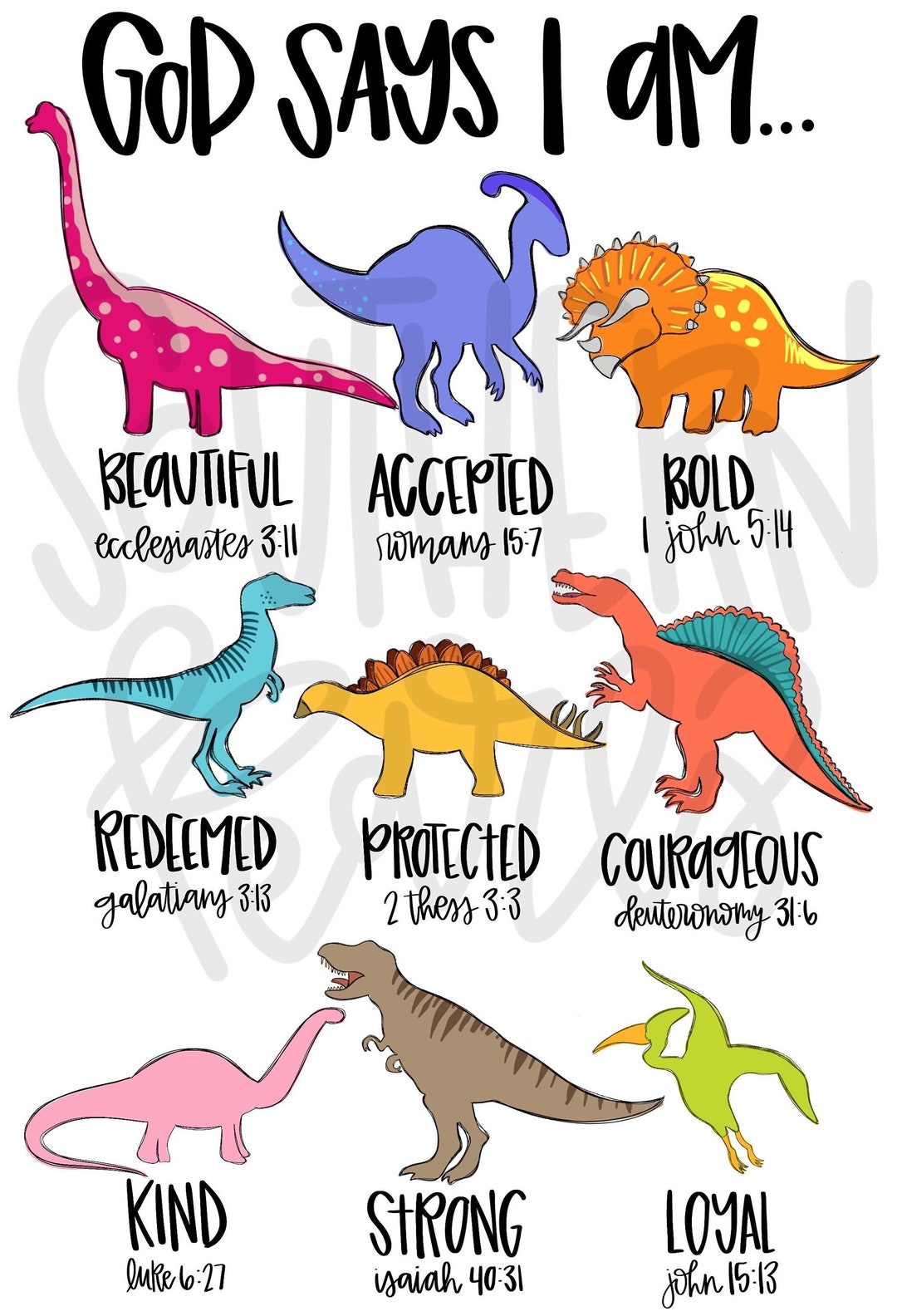 God Says I Am | Dinosaurs | Sublimation Design | Digital Download ...