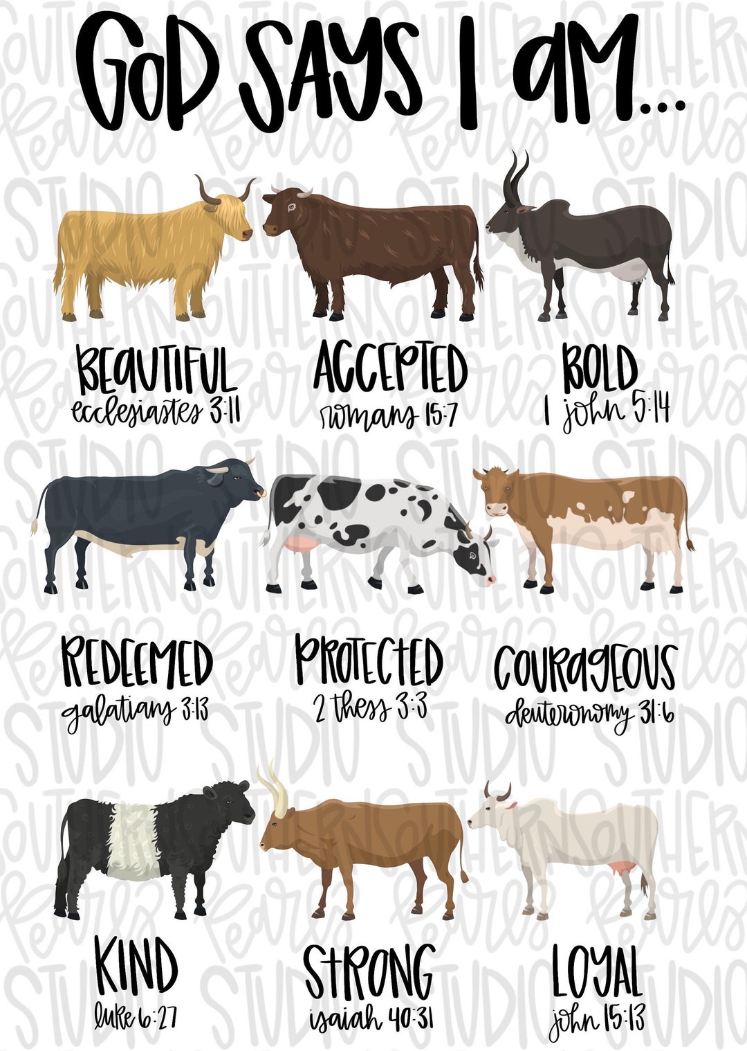 God Says I Am Cows Beautiful | Sublimation Design | Digital Download ...