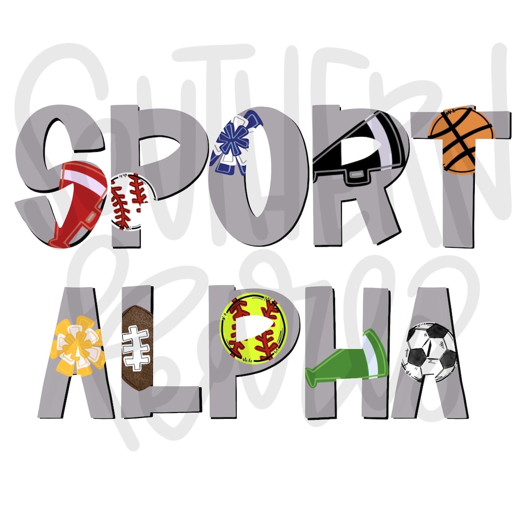 Sports Alphabet Font | 18 Entire Alphabets | Sublimation Design ...