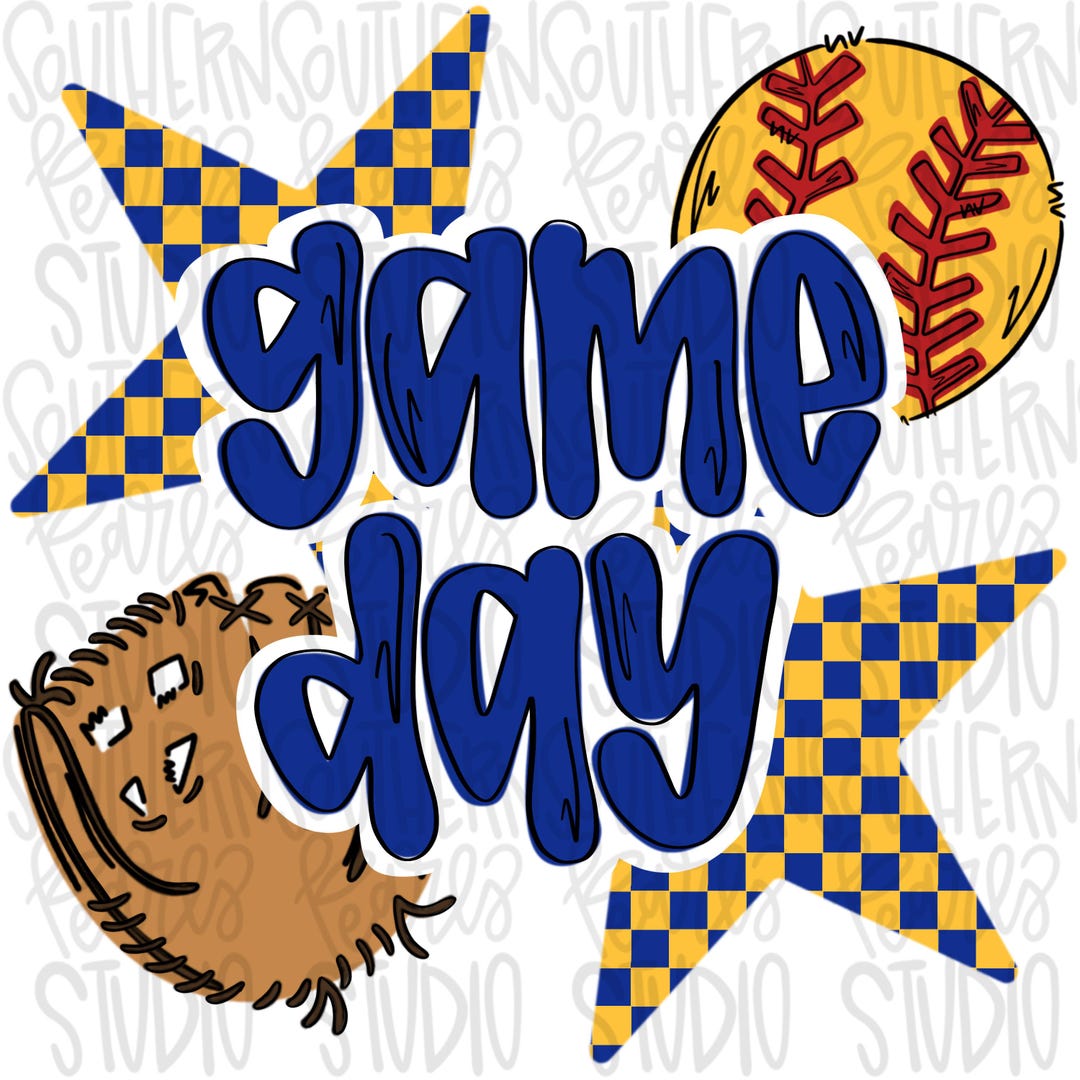 Game Day Softball | Royal and Gold | Go Team | PNG | Sublimation ...