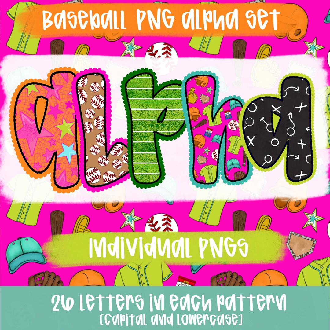 Baseball Alpha | PNG Font | Sublimation Design | Digital Download ...